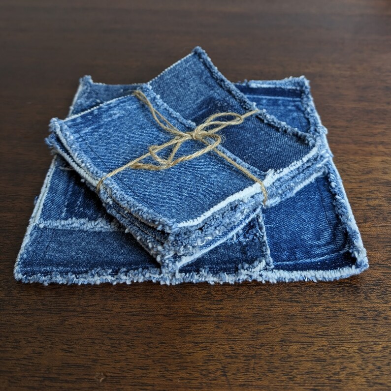 Repurposed Denim Trivet and Coaster Set With Denim Backing - Etsy