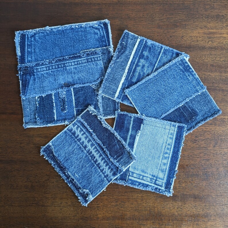 Repurposed Denim Trivet and Coaster Set With Denim Backing - Etsy