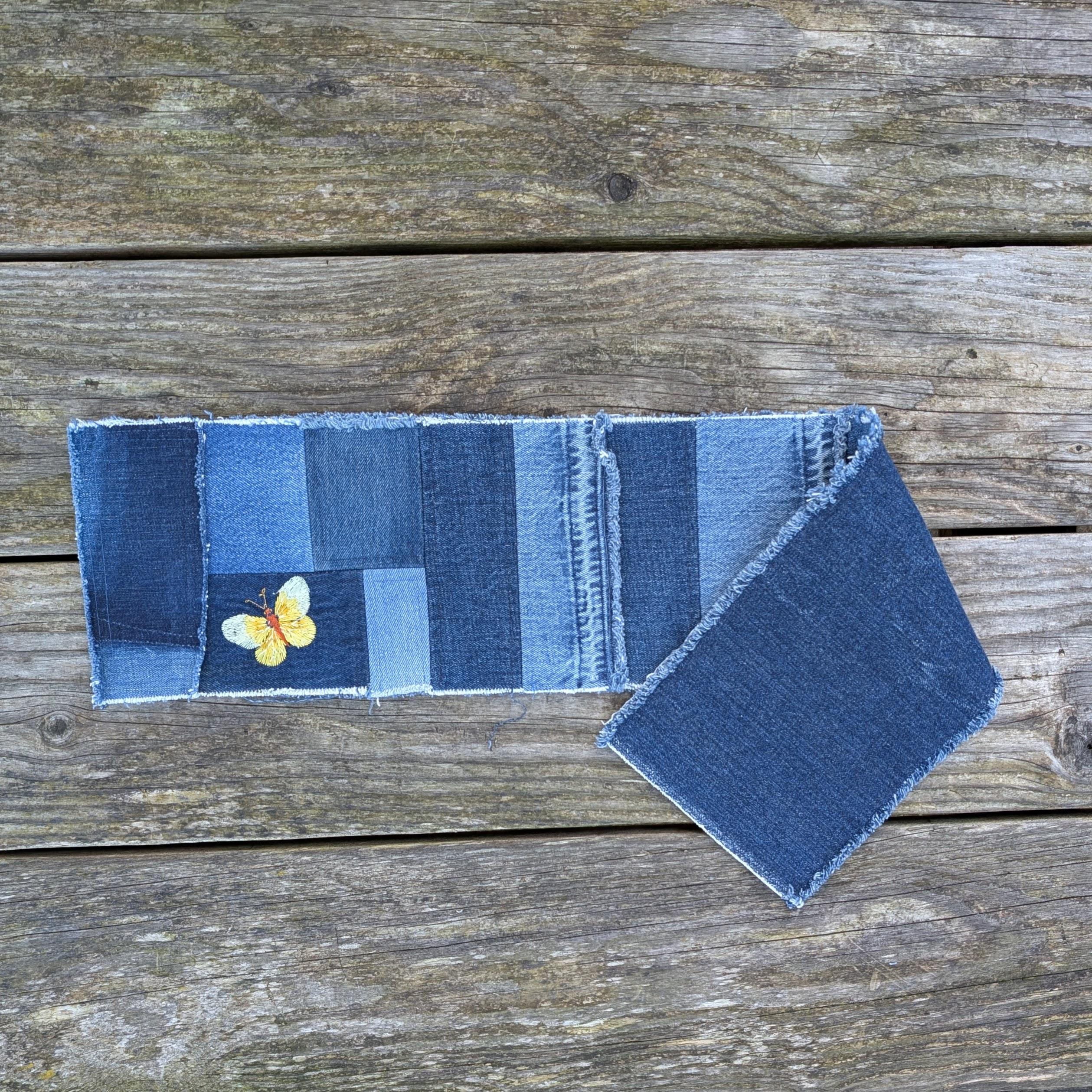 Patchwork Denim Table Runner Created From Repurposed Blue Jeans - Etsy