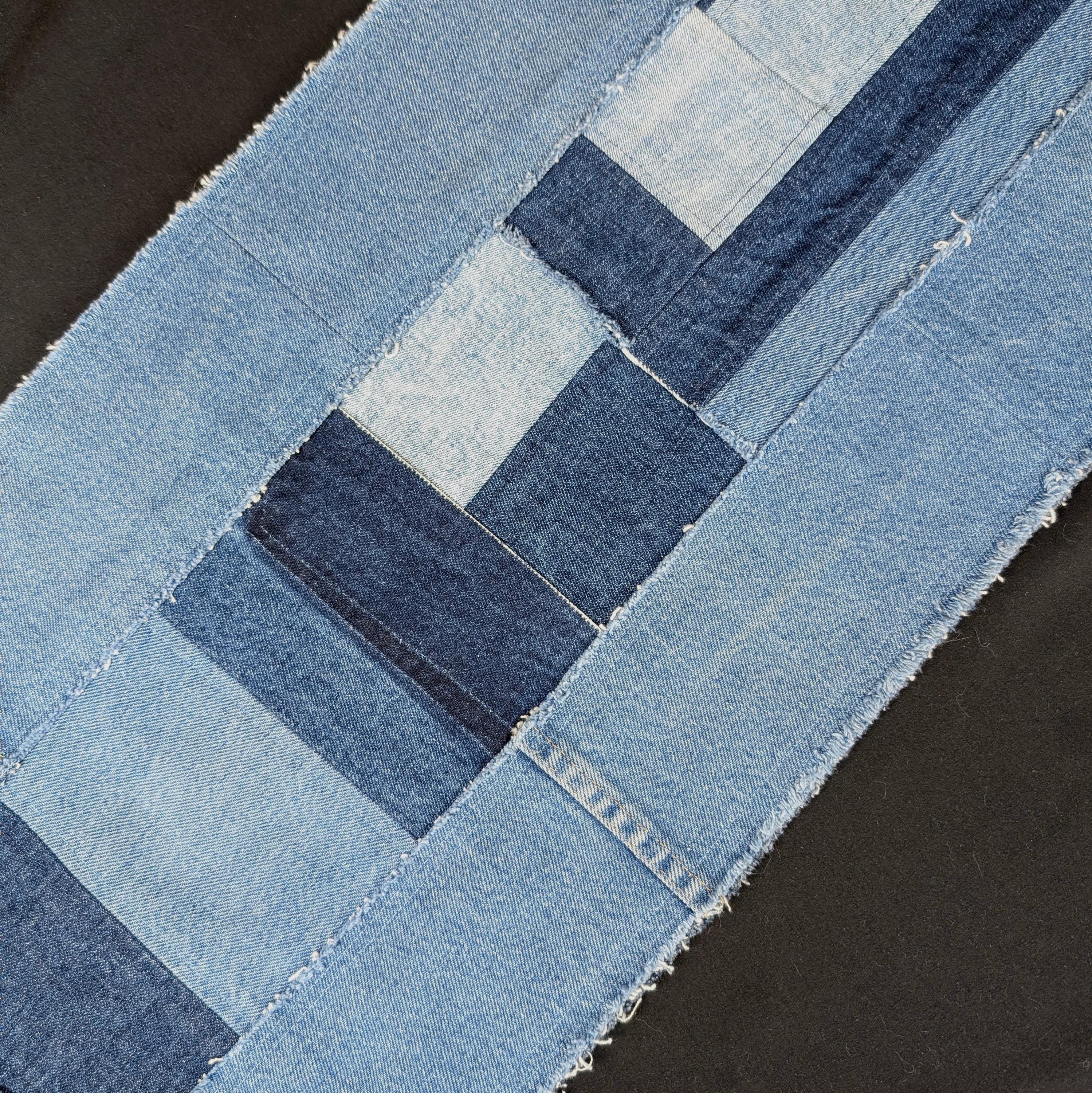Patchwork Denim Table Runner Made From Repurposed Blue Jeans - Etsy
