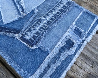 Patchwork Denim Table Runner Made From Repurposed Blue Jeans - Etsy