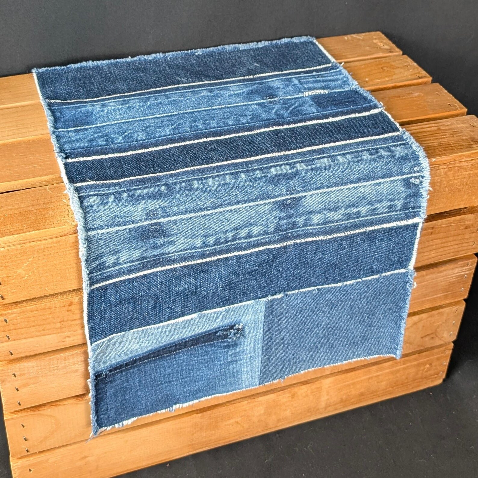 Patchwork Denim Table Runner Made From Repurposed Blue Jeans - Etsy