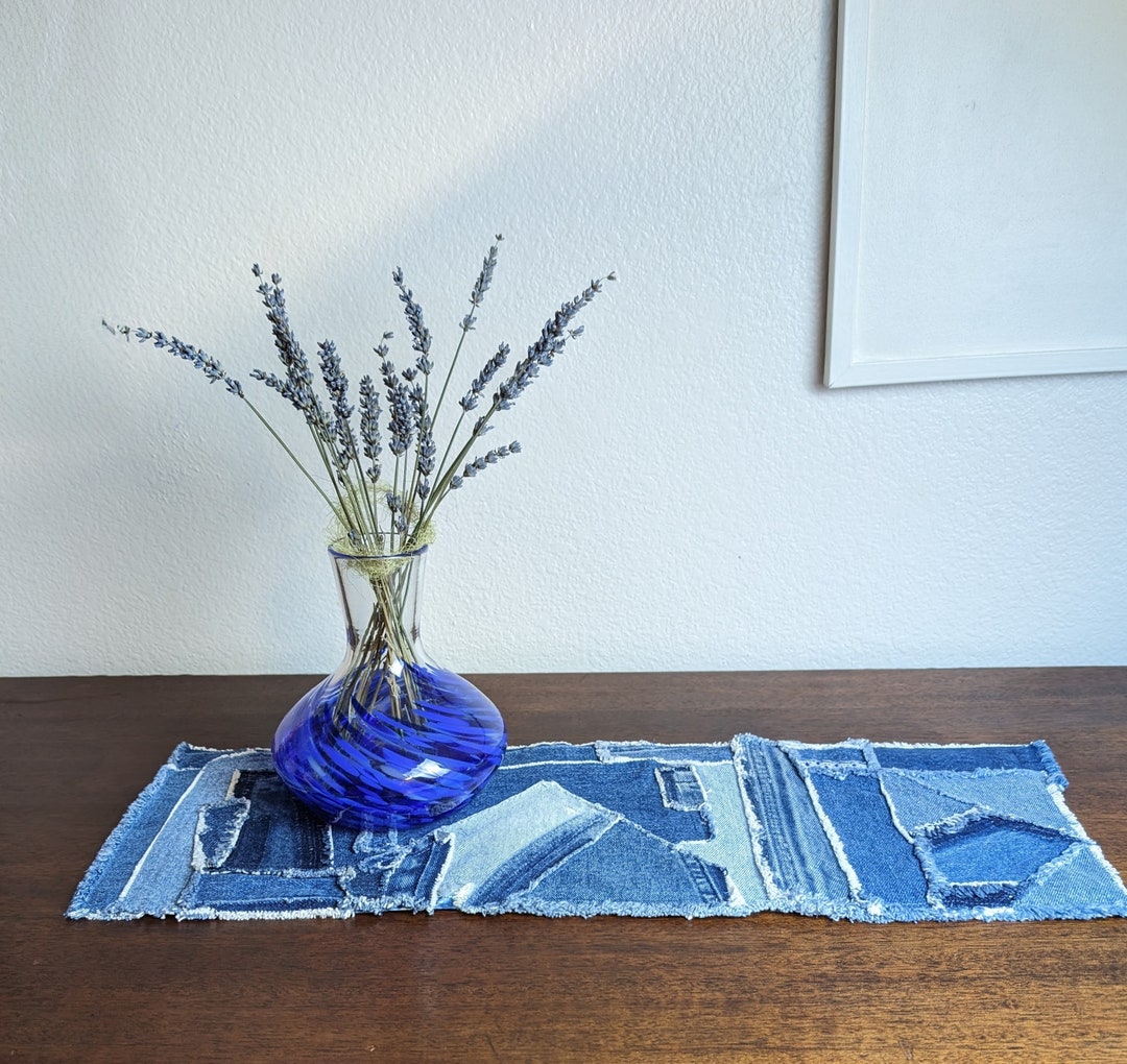 Denim Table Runner With Cotton Fabric Back - Etsy