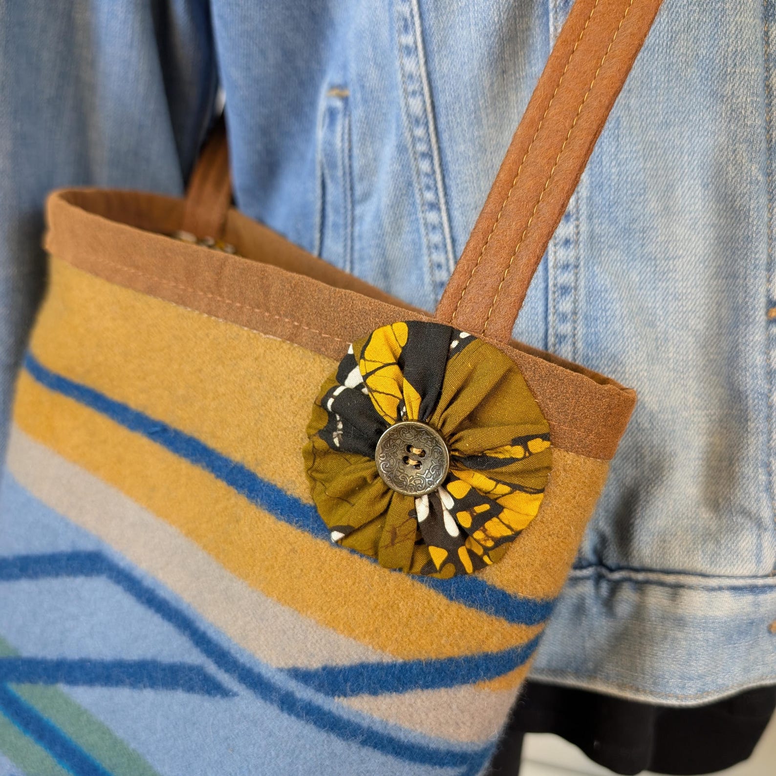 Reclaimed Wool Blanket Tote Bag: African Batik Lining - Etsy