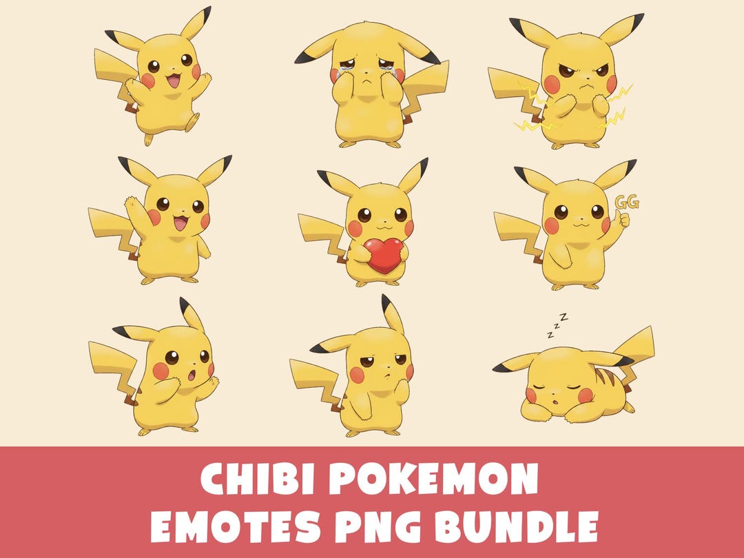 Pikachu Chibi Emotes Bundle, Pokemon PNG Stickers, Kawaii Anime Clipart ...