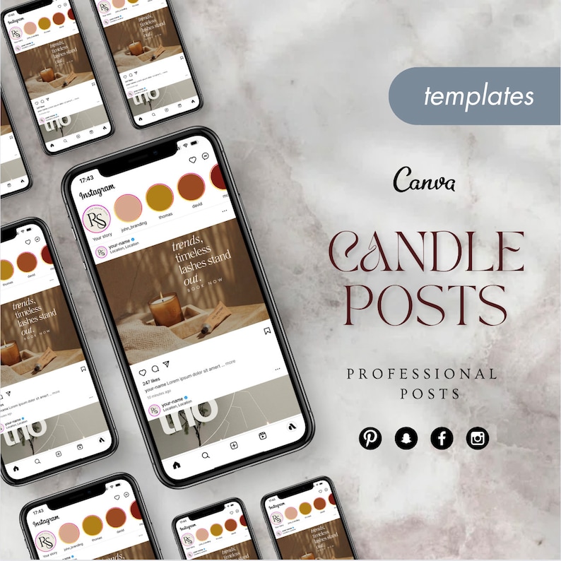 Candle Instagram Post Template, Editable Canva Designs for Candle ...