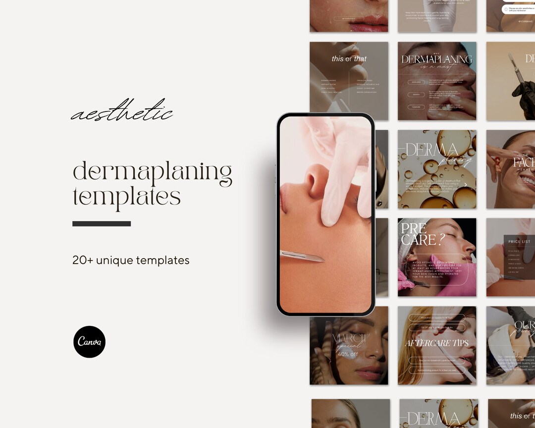 Dermaplaning Instagram Post Templates for Instagram, Esthetician Social ...
