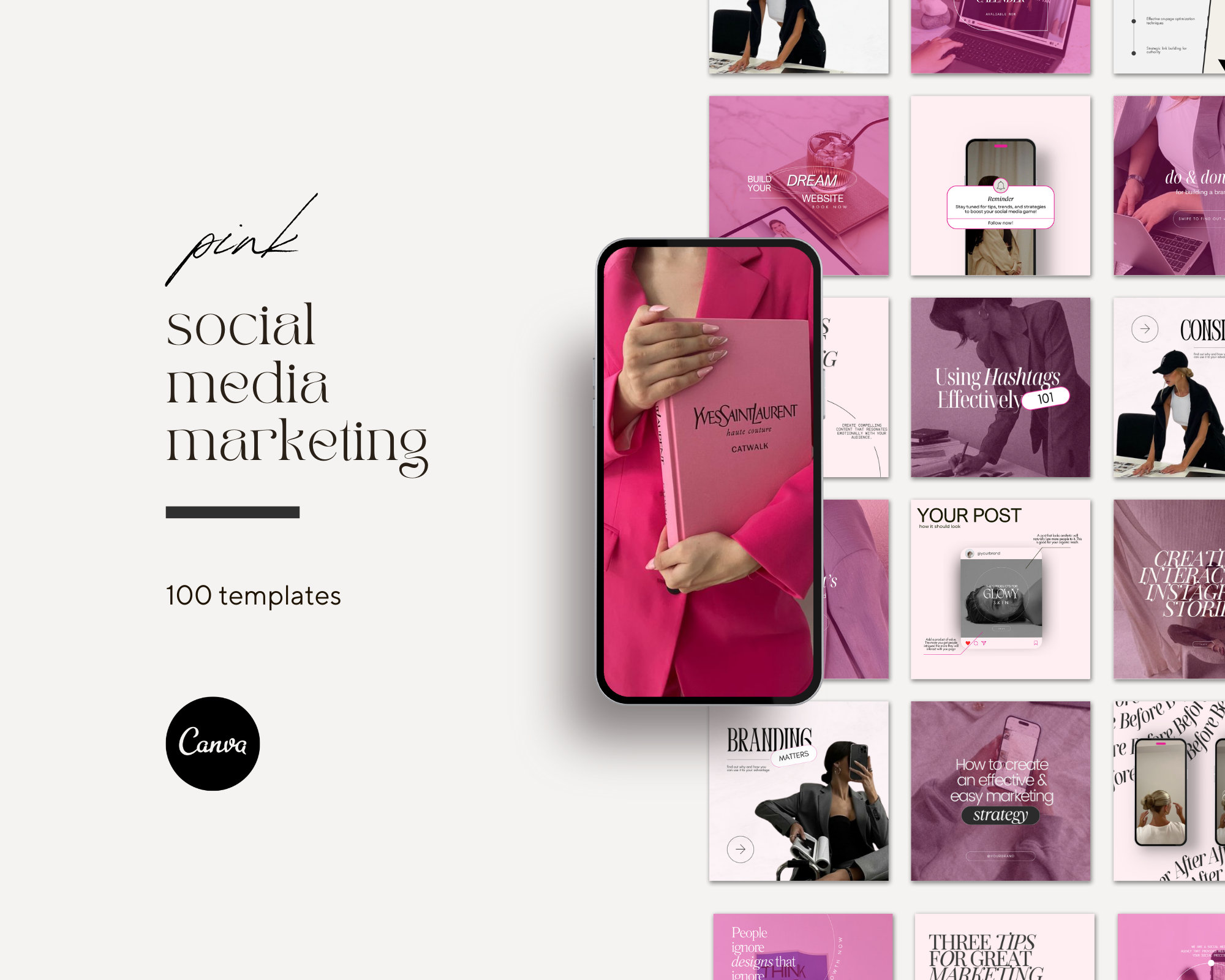 Pink Instagram Template, Digital Marketing Agency Templates Canva Posts ...