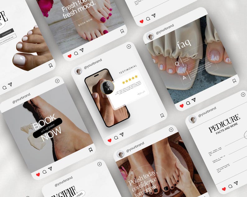 Pedicure Instagram Post Templates, Podiatrist Social Media Content ...