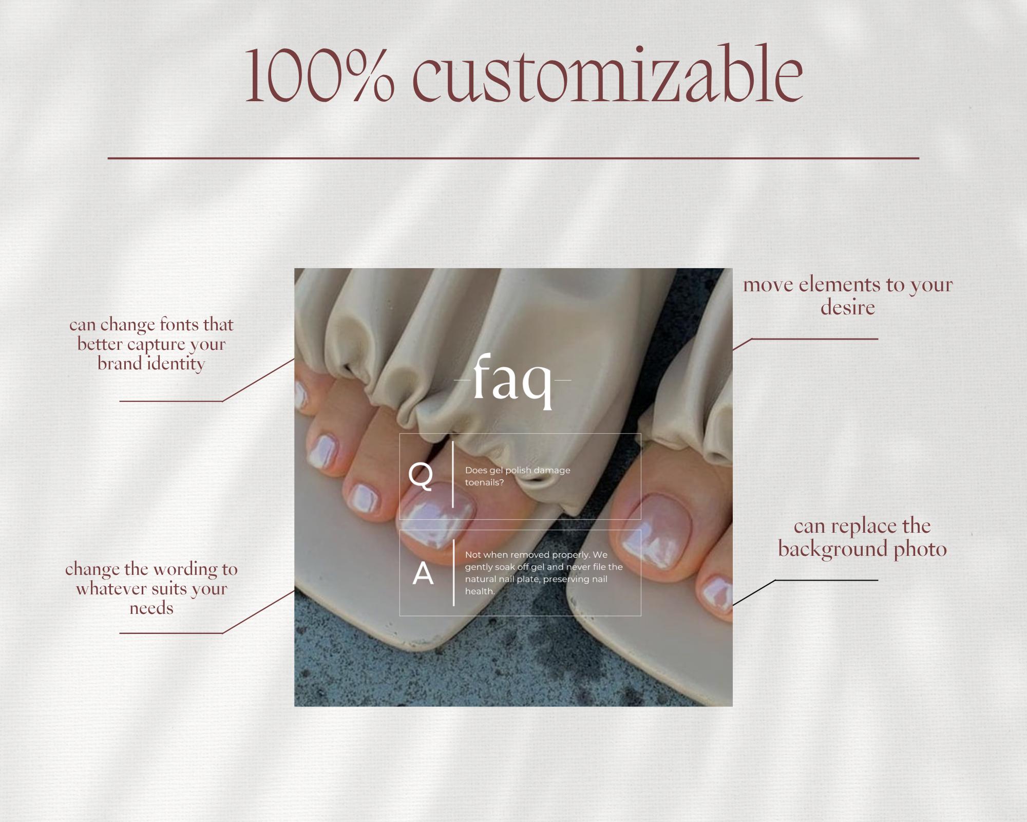 Pedicure Instagram Post Templates, Podiatrist Social Media Content ...