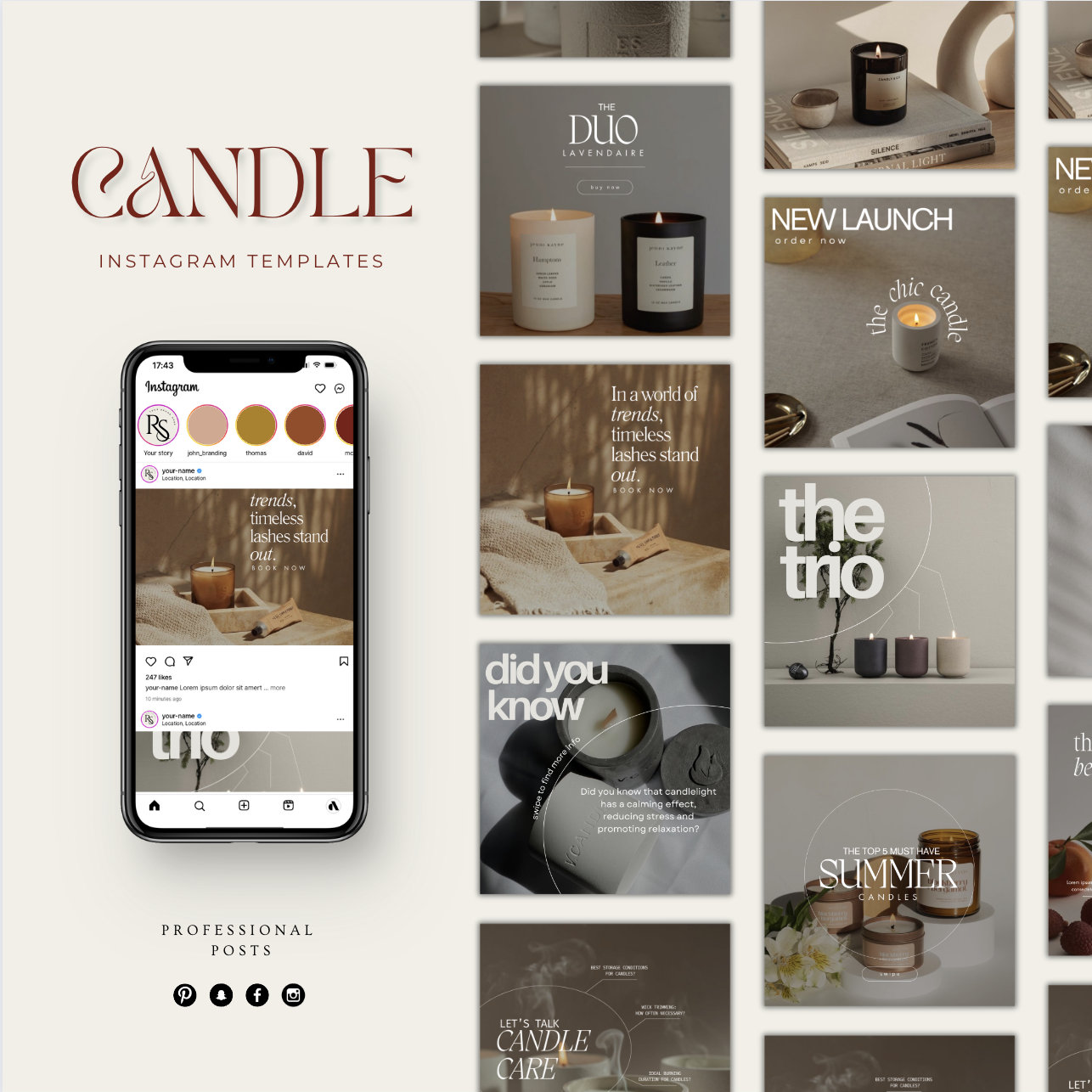 Candle Instagram Post Template, Editable Canva Designs for Candle ...
