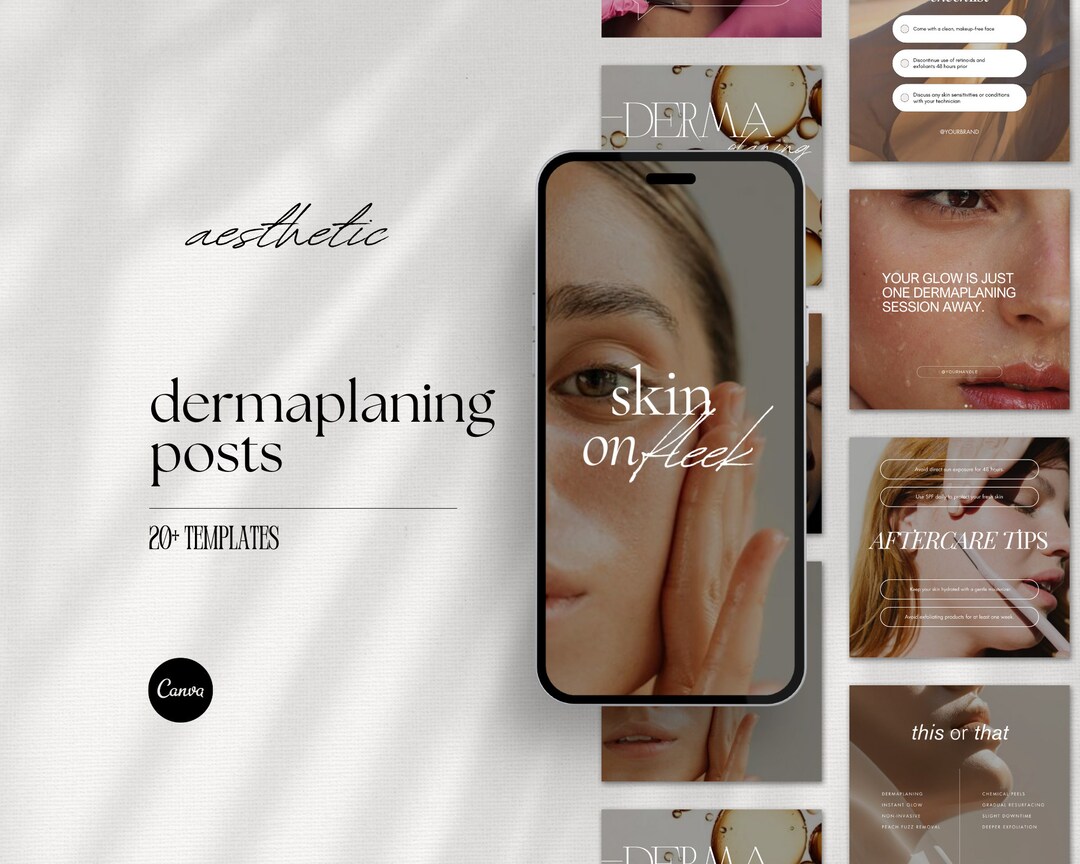 Dermaplaning Instagram Post Templates for Instagram, Esthetician Social ...