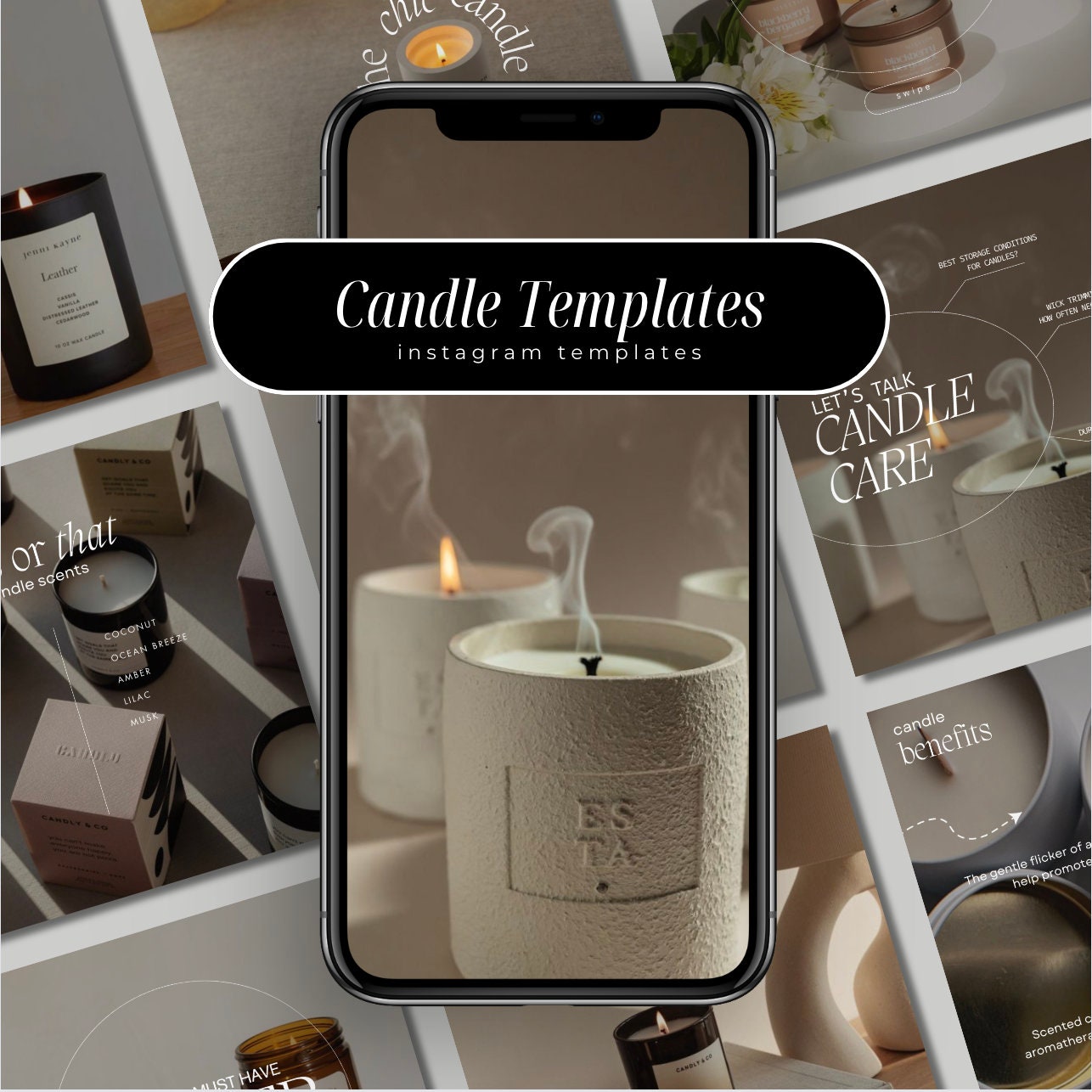 Candle Instagram Post Template, Editable Canva Designs for Candle ...