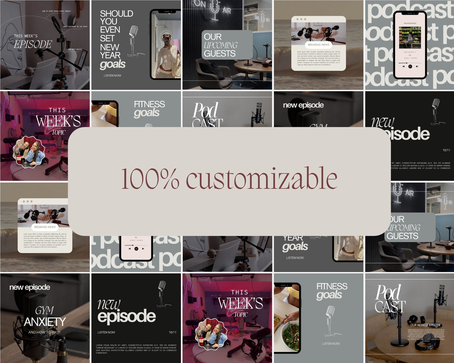 Podcast Instagram Post Templates, Editable Canva Template - Etsy