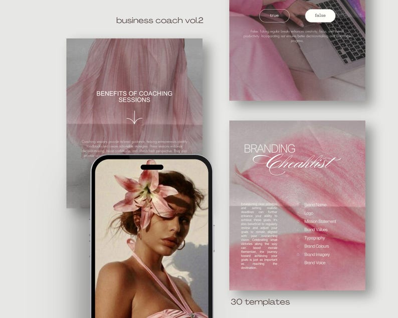 Business Coach Instagram Post Templates, Pink Aesthetic, Social Media ...