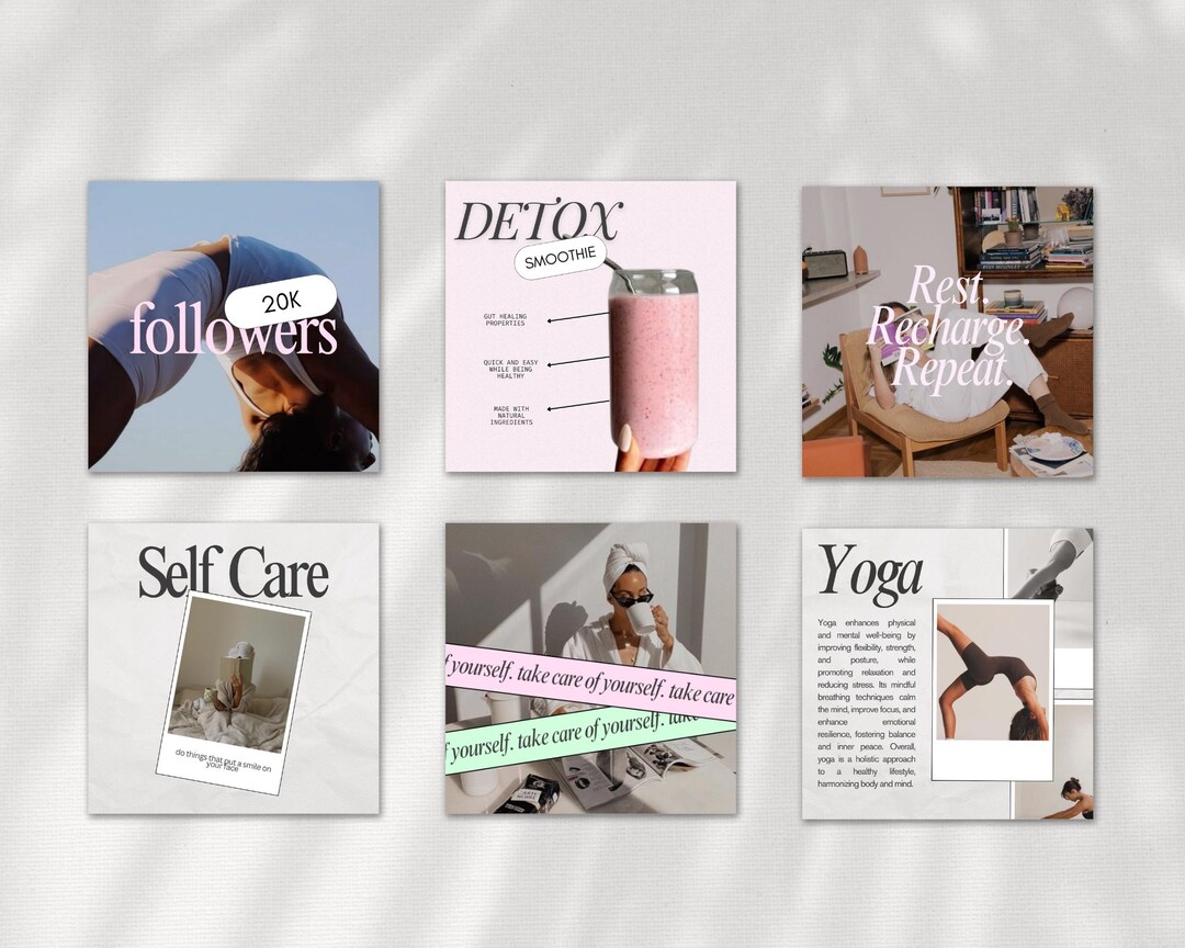 Wellness Instagram Post Template, Health & Wellbeing Coach Aesthetic ...
