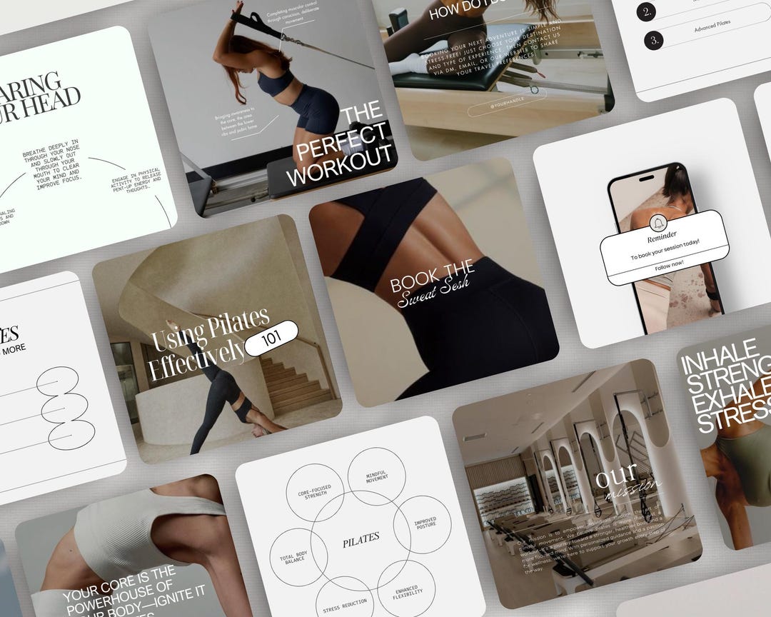 Pilates Instagram Post Templates, Pilates Coach Social Media Content ...