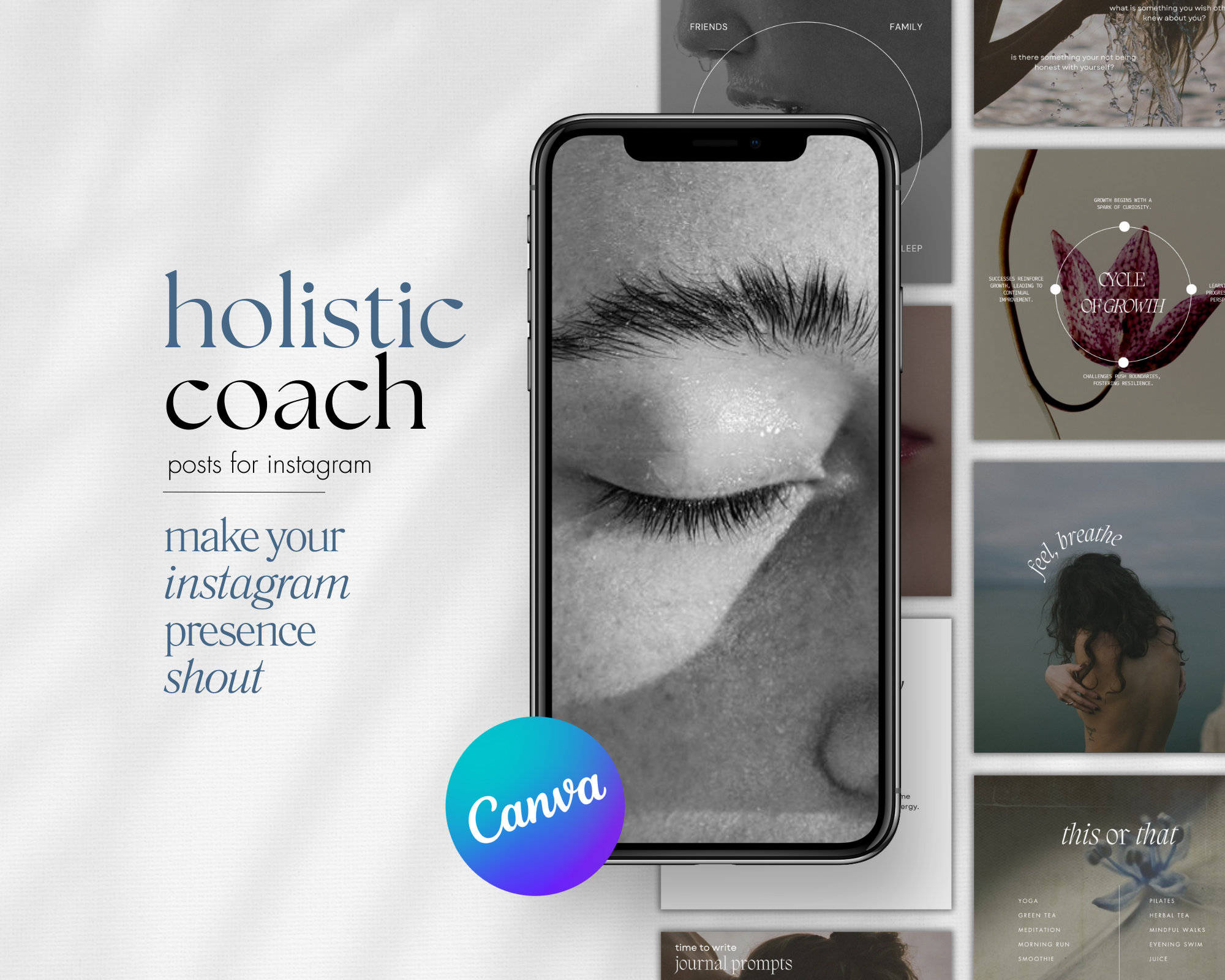 Holistic Coach Instagram Templates, Wellness and Health Coach Instagram ...