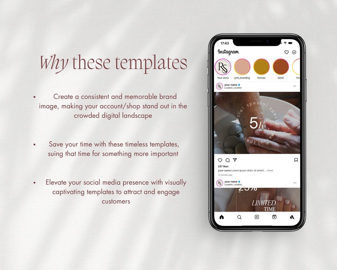 Pedicure Instagram Post Templates, Podiatrist Social Media Content ...