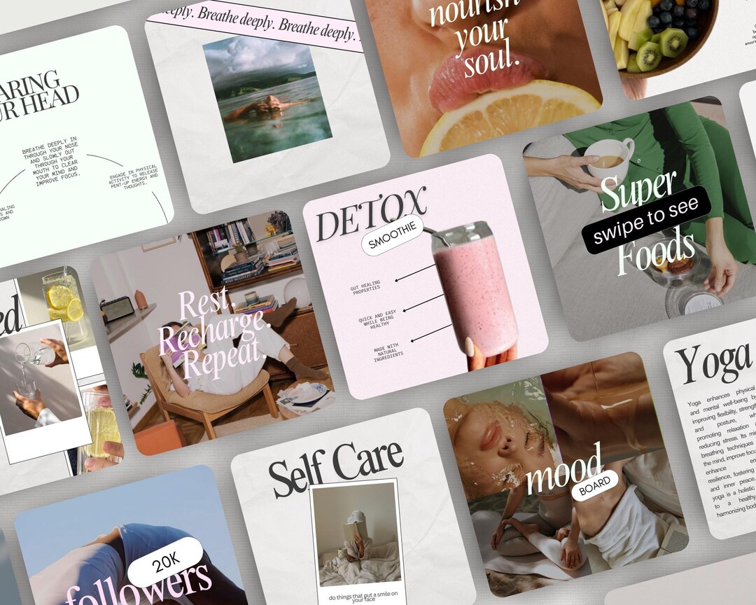 Wellness Instagram Post Template, Health & Wellbeing Coach Aesthetic ...