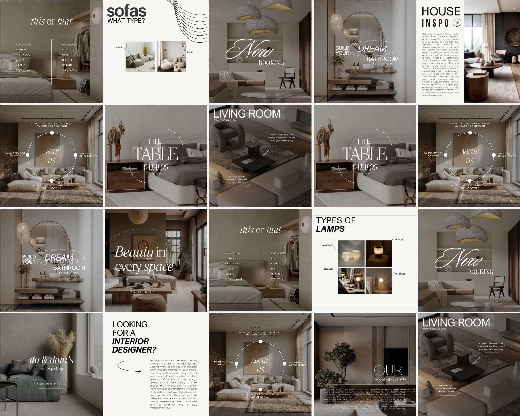 Interior Design Instagram Post Template, Interior Design Social Media ...