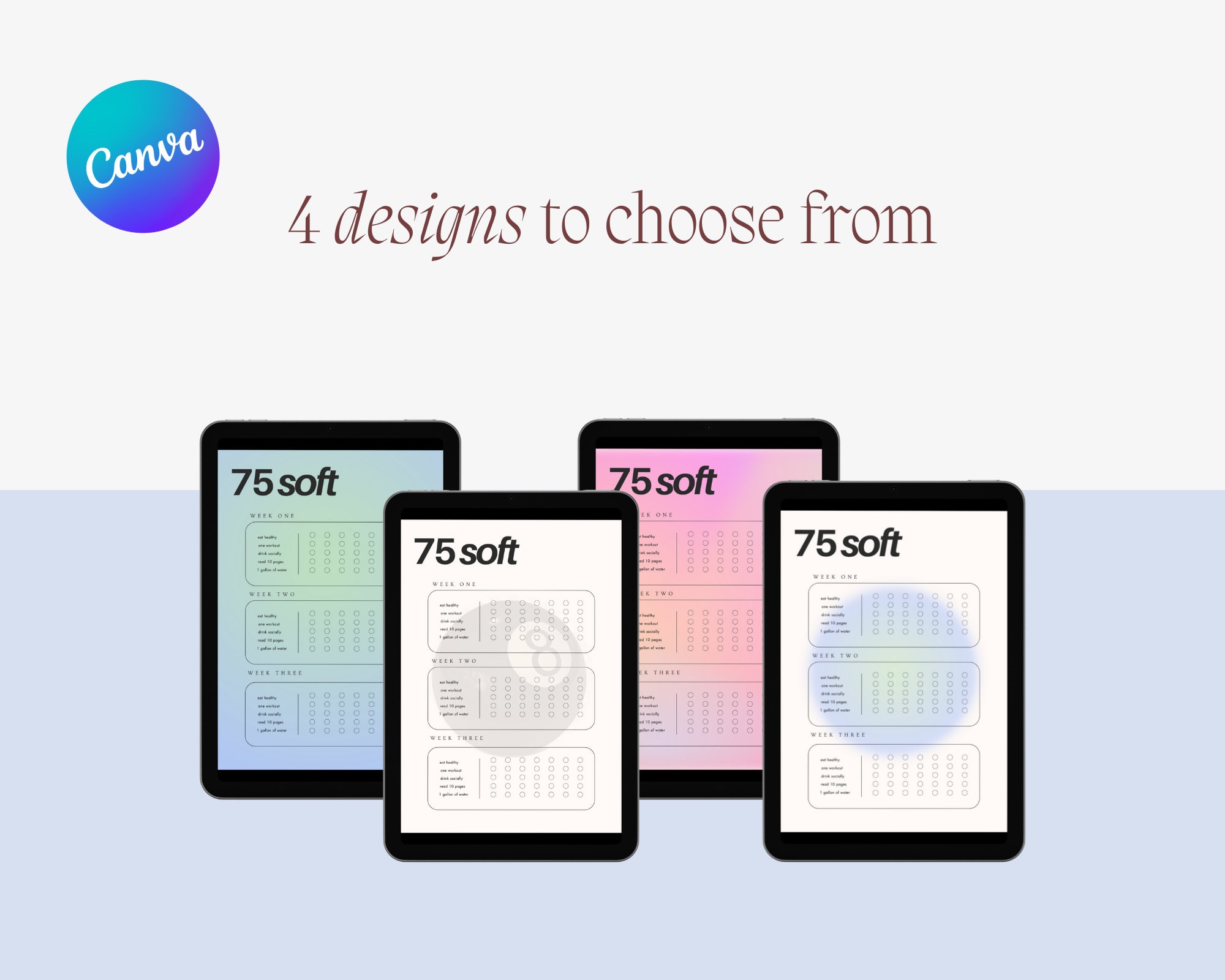 EDITABLE 75 Soft Tracker Template, Canva Workout Template, Lifestyle ...