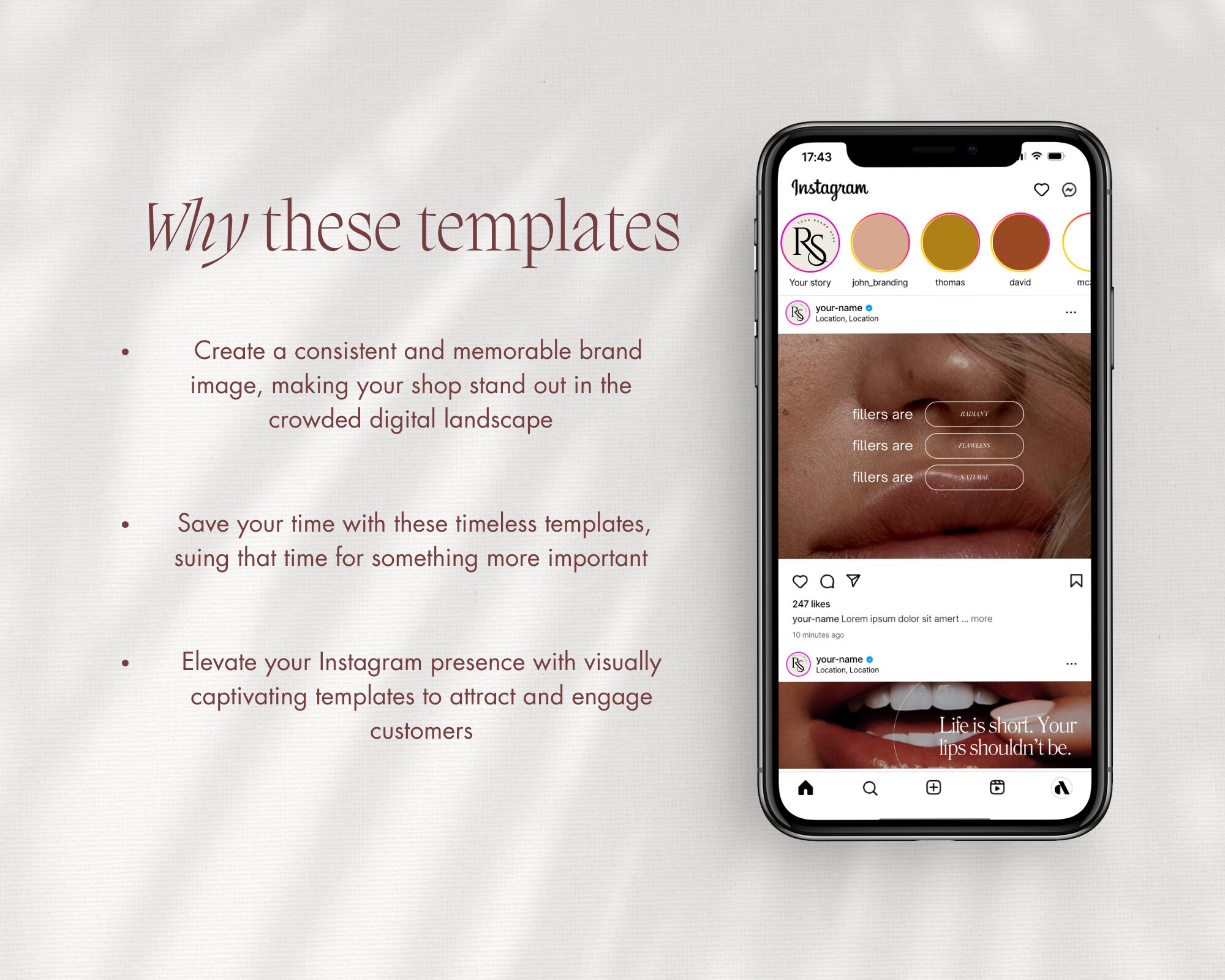 Luxury Lip Filler & Botox Instagram Templates, Aesthetic Nurse and Lip ...