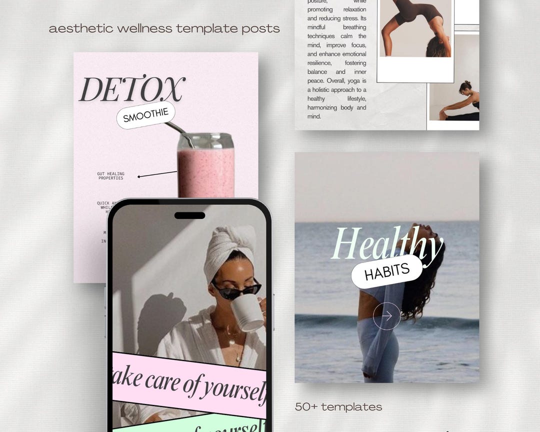 Wellness Instagram Post Template, Health & Wellbeing Coach Aesthetic ...