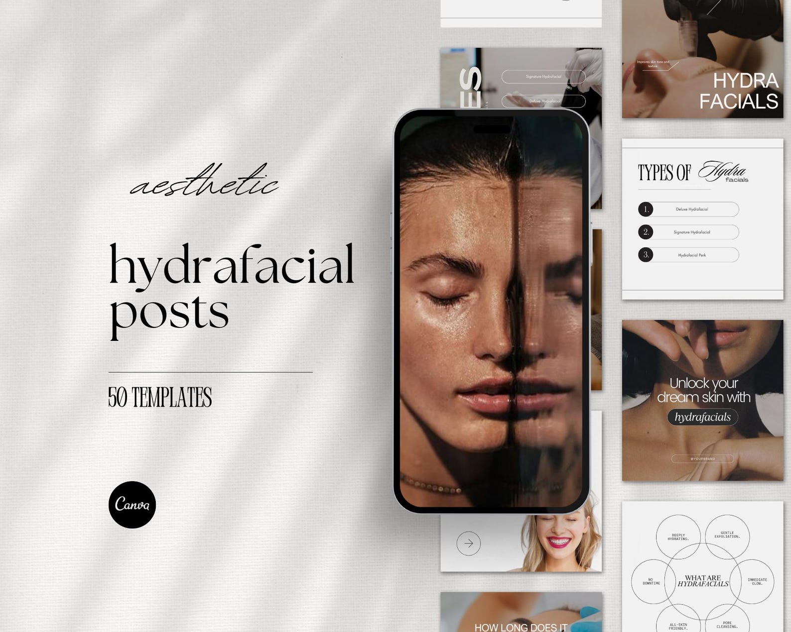 Hydrafacial Instagram Post Templates, Skincare & Esthetician Social ...