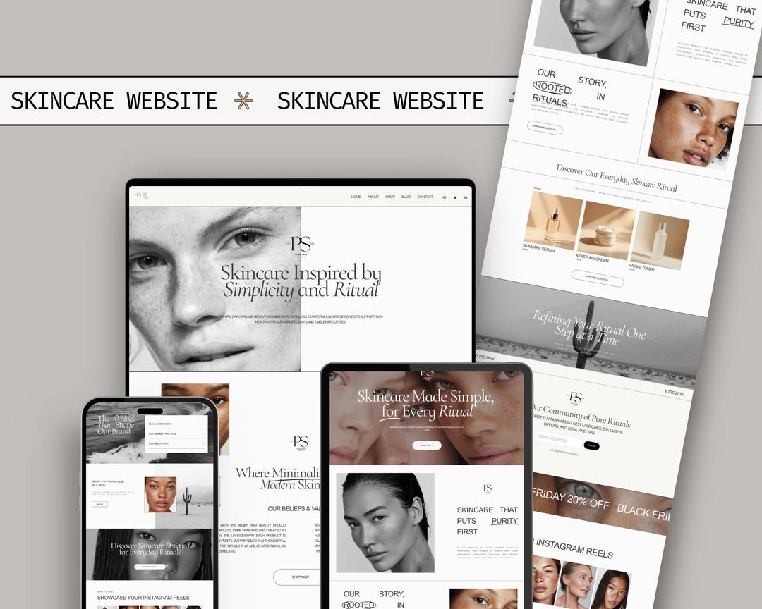 Squarespace Website Template for Skincare Businesses, Minimal Aesthetic ...