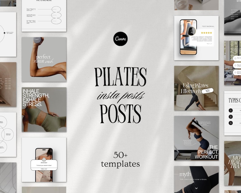 Pilates Instagram Post Templates, Pilates Coach Social Media Content ...