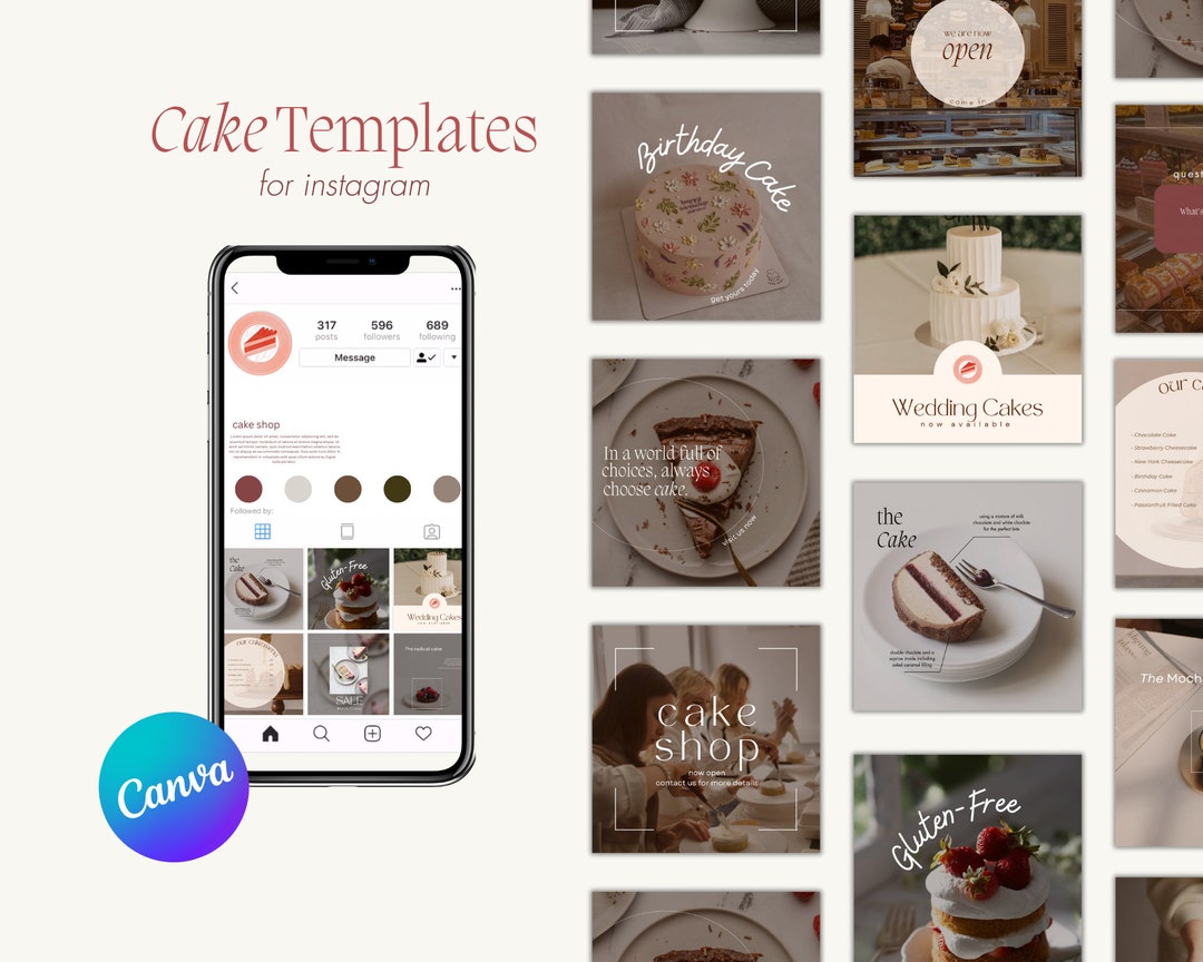 Cake and Bakery Instagram Post Templates, Cake Shop Branding Kit, Cake ...