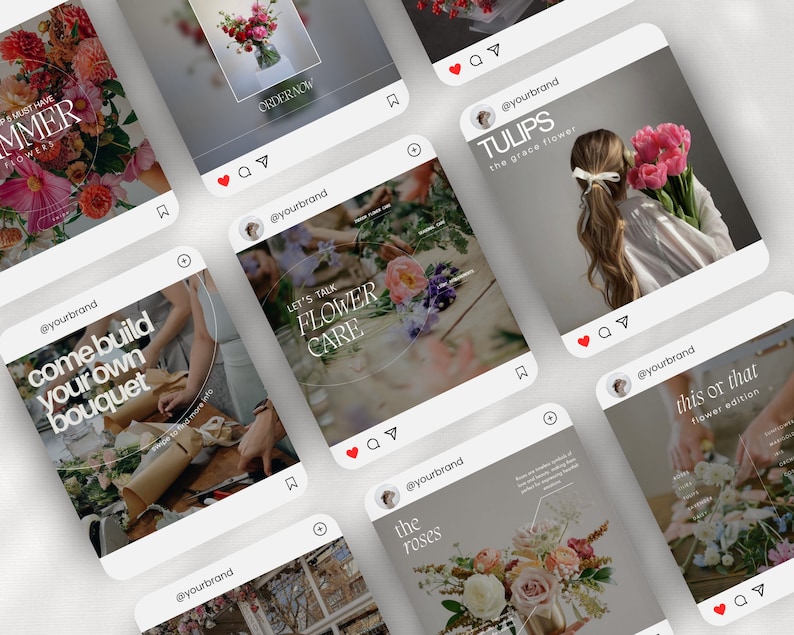 Florist Instagram Templates, Editable Flower Shop Social Media (canva ...