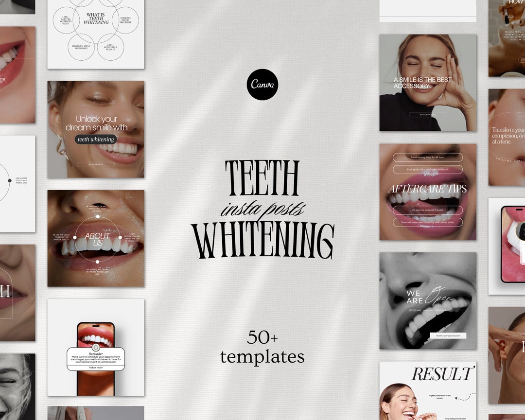 Teeth Whitening Instagram Post Templates, Dental Clinic Canva Flyer - Etsy