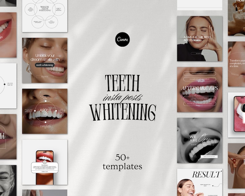 Teeth Whitening Instagram Post Templates, Dental Clinic Canva Flyer - Etsy