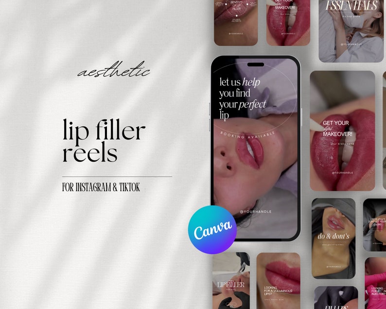 Lip Filler Instagram Reels Templates, Medspa Social Media (canva) - Etsy