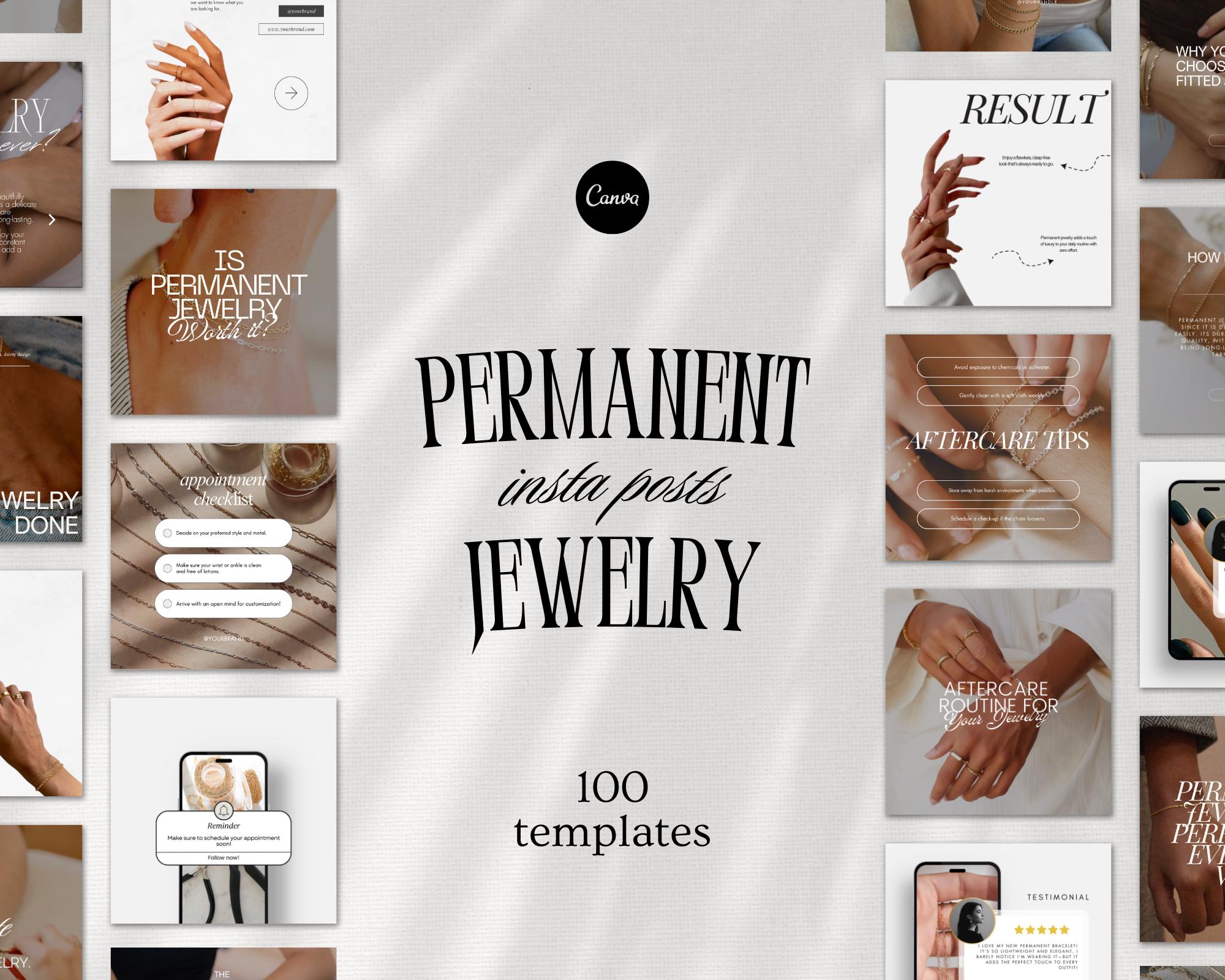 100 Editable Permanent Jewelry Instagram Posts Template, Aesthetic ...