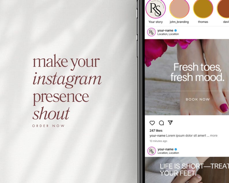 Pedicure Instagram Post Templates, Podiatrist Social Media Content ...