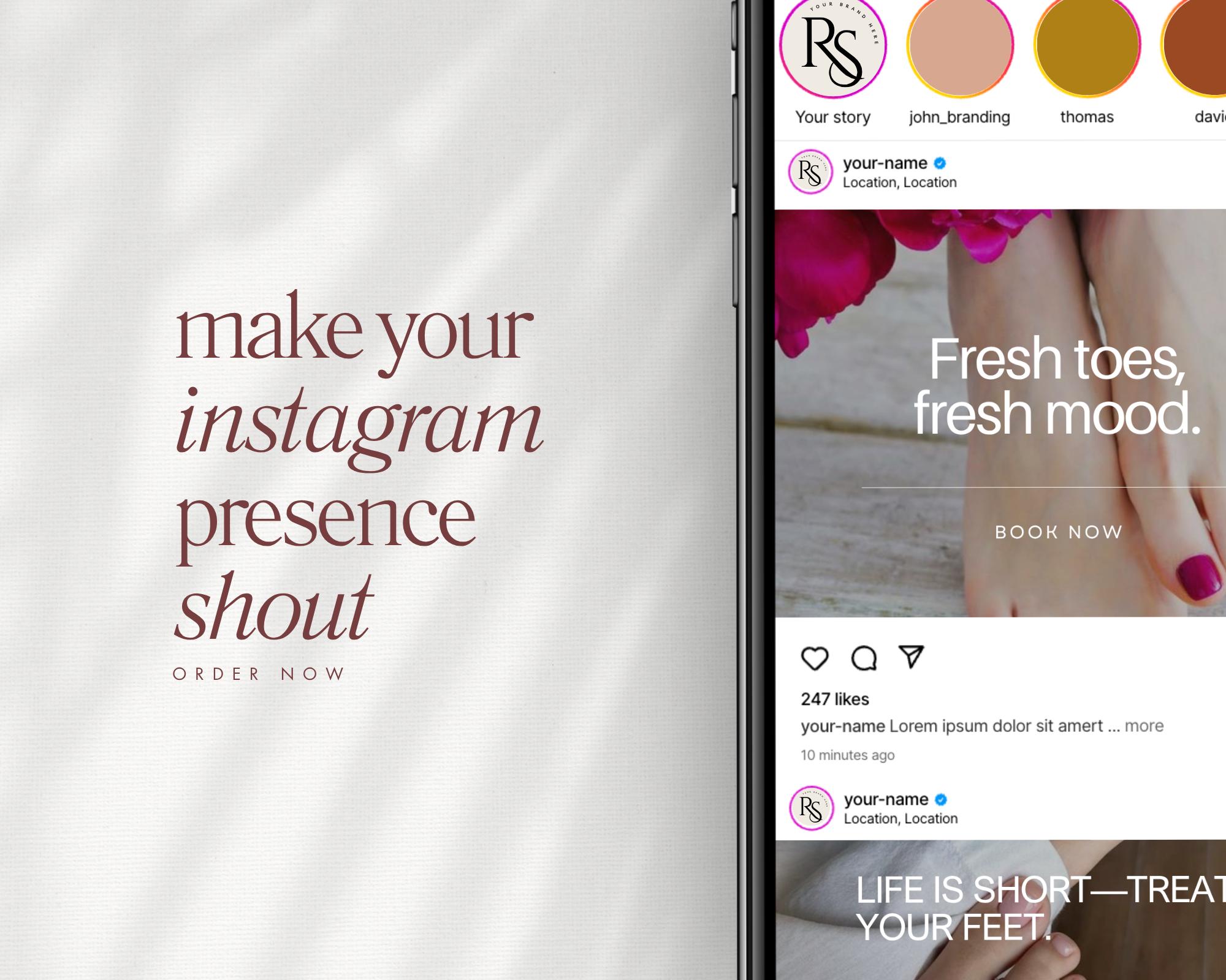 Pedicure Instagram Post Templates, Podiatrist Social Media Content ...