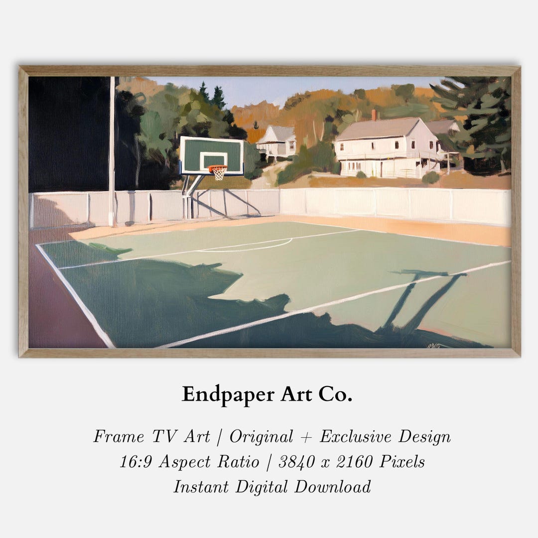 Vintage Basketball Court Frame TV Art (digital Download) - Etsy