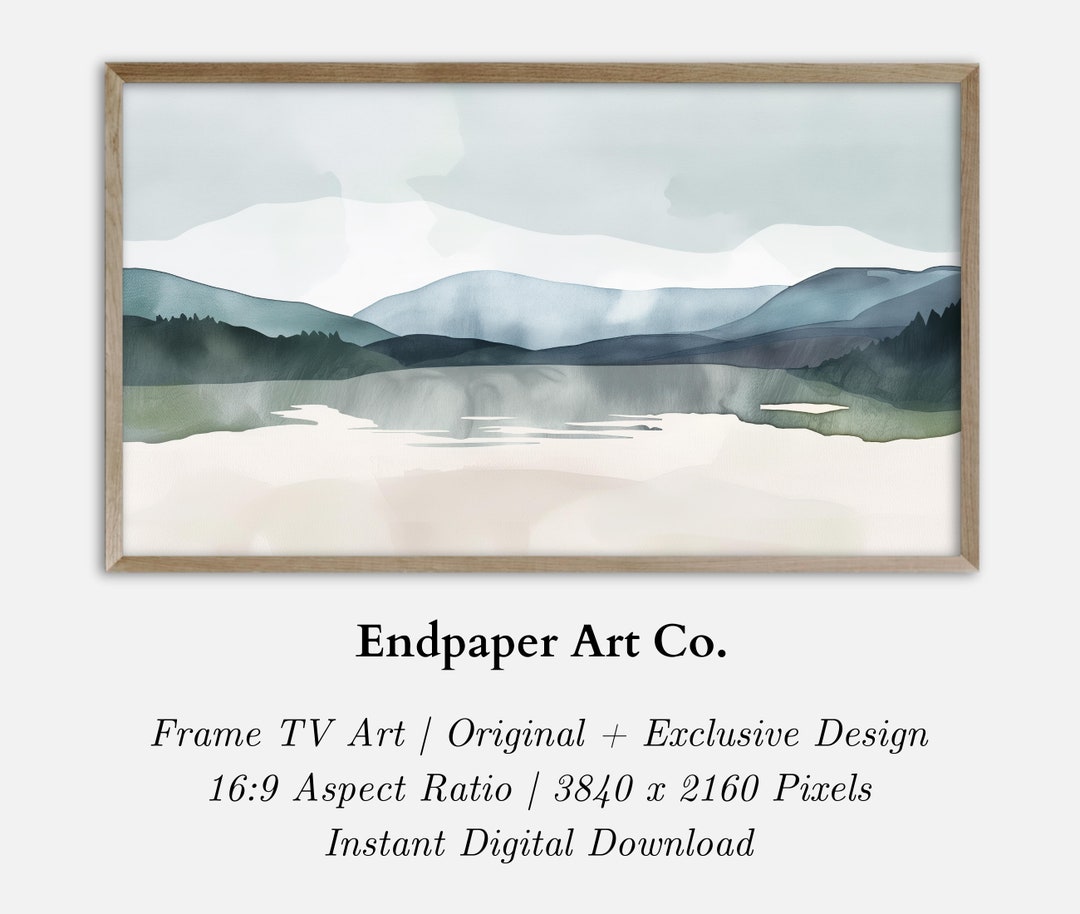 Modern Lakeview Watercolor Frame TV Art Instant Digital Download for 16 ...