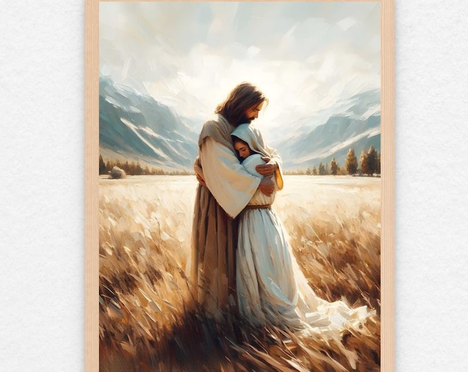Jesus Christ Hugging a Young Girl- Christian Art Print | 5x7 & 8x10 ...