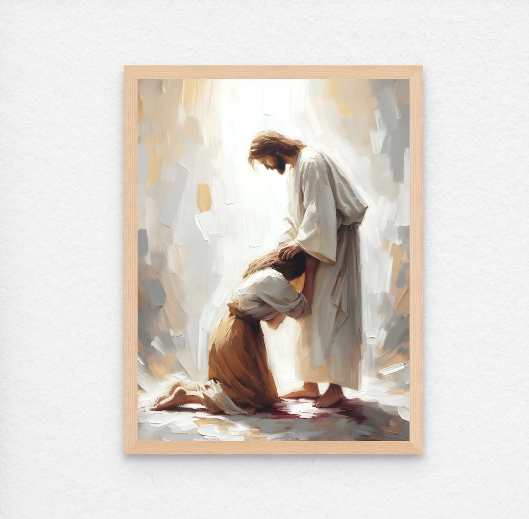 A Healing Touch, Christian Painting, Jesus and Girl Art, Jesus Wall Art ...