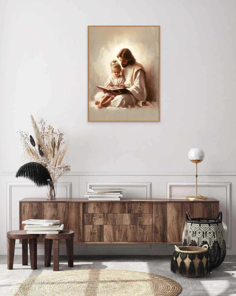 Lessons of Empathy, Modern Christian Art, Jesus Reading to Girl ...