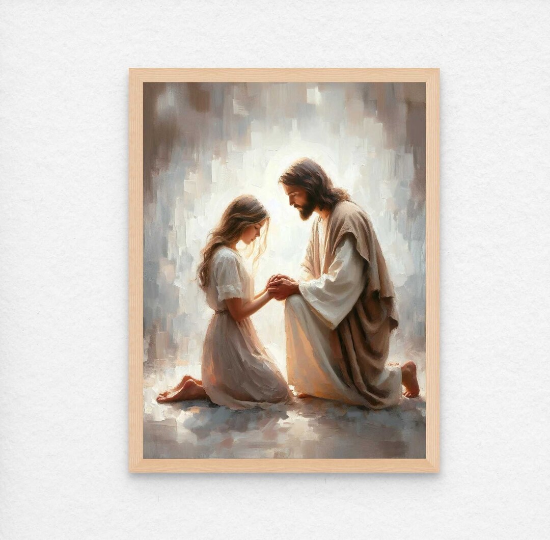 Supported by Him, Christian Painting, Jesus and Girl Art, Jesus Art ...