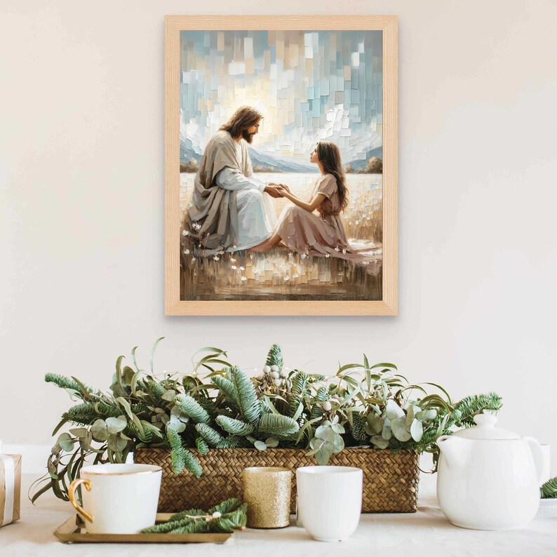 Time Together, Christian Wall Art, Jesus and Me Art, Jesus With Girl ...