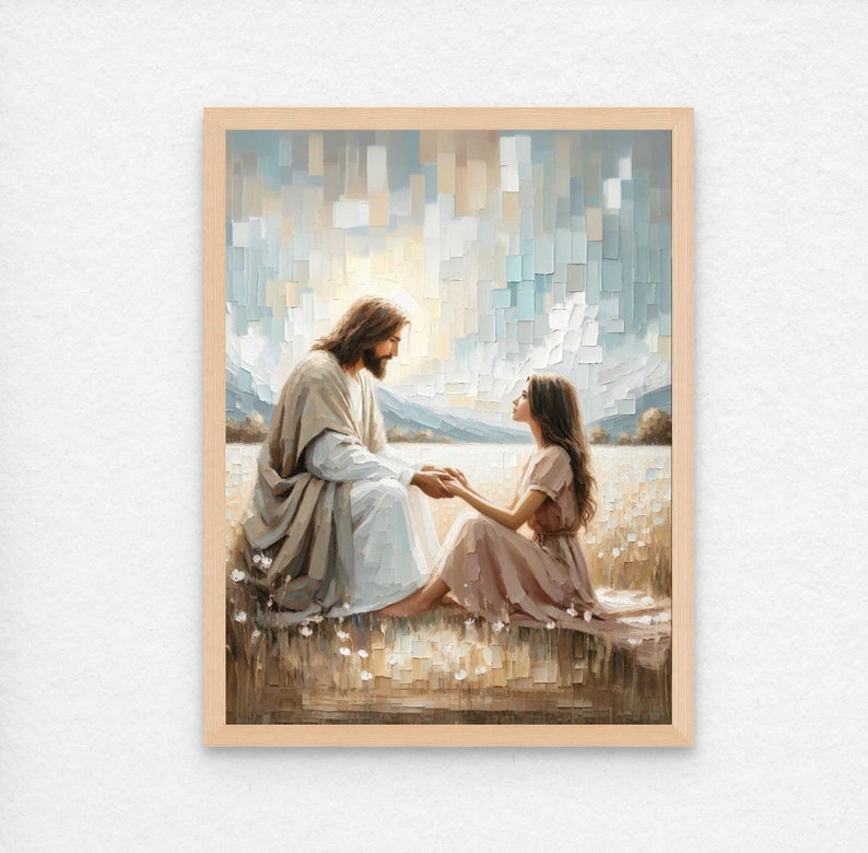 Time Together, Christian Wall Art, Jesus and Me Art, Jesus With Girl ...