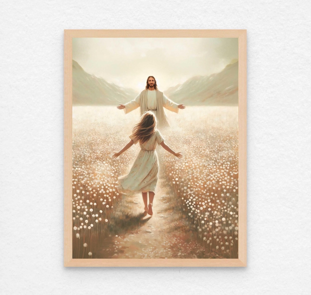 Path to Him, Christian Wall Art, Girl Running to Jesus, Picture of ...