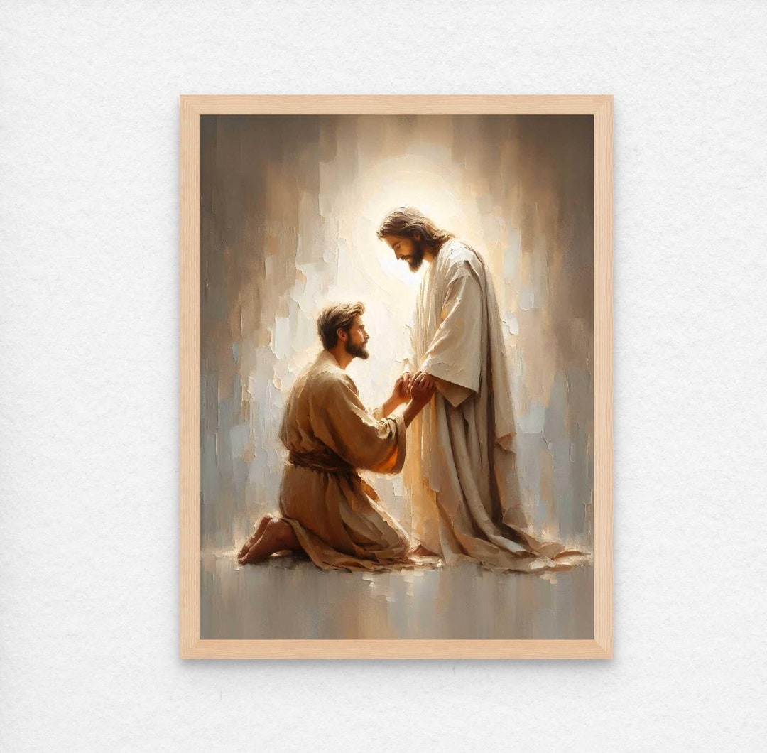 Forgiven and Loved Art, Christian Art, Jesus and Man, Jesus Painting ...