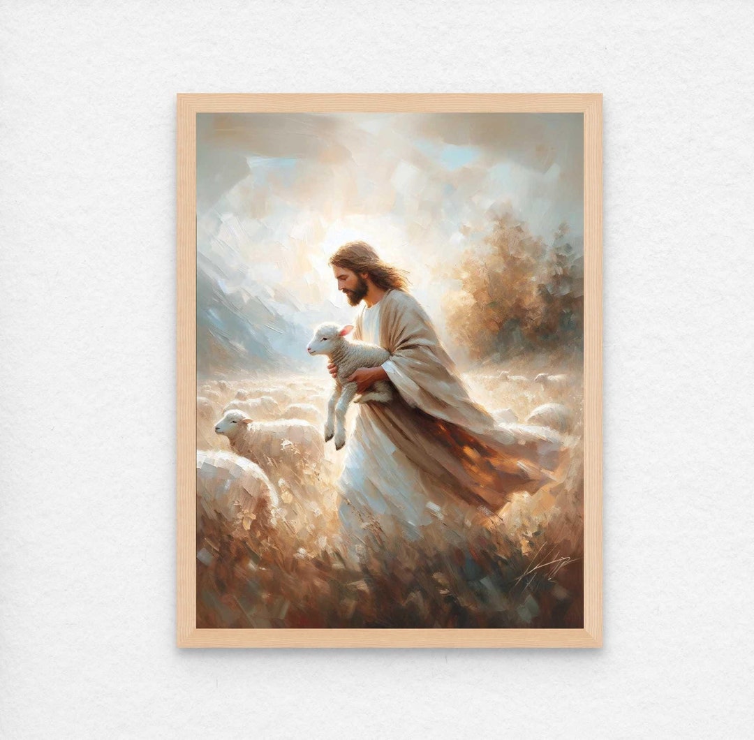 The Shepherd and the Savior, Christian Painting, Jesus Shepherd Art ...